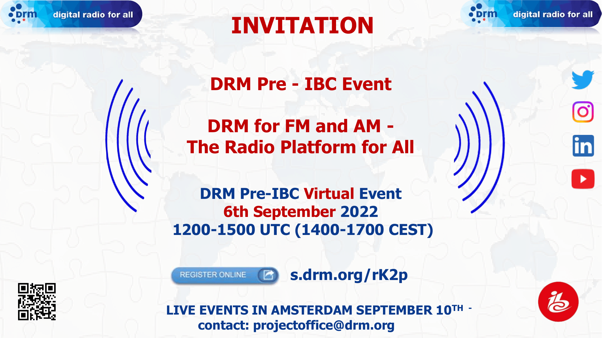 DRM Invites You All to Hybrid IBC Events - Digital Radio Mondiale