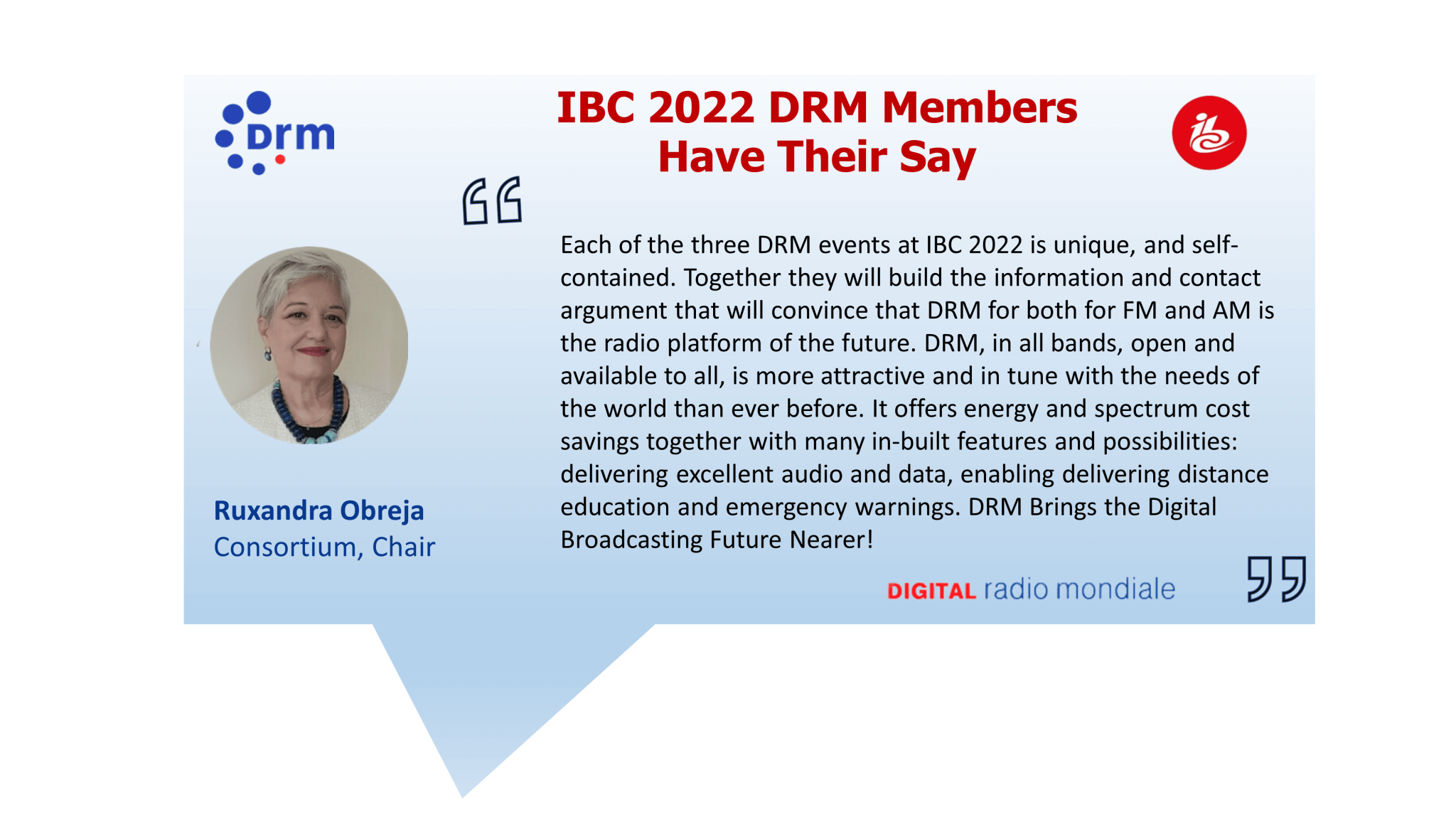 Digital Radio Mondiale | Meet the DRM Experts at IBC on 10th