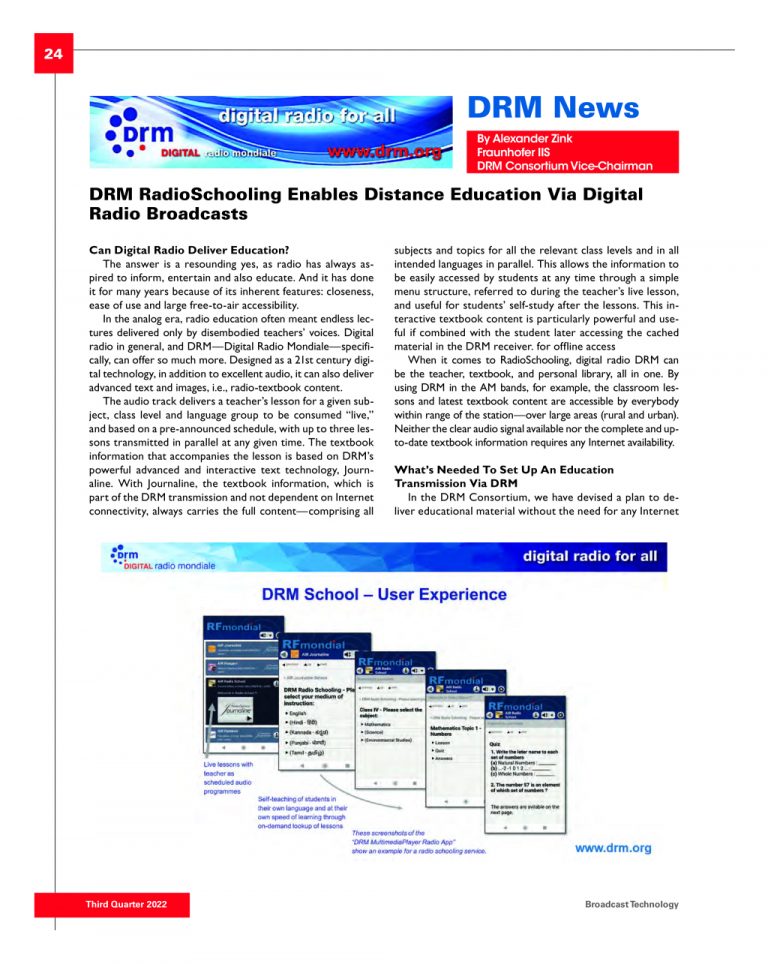 DRM Enables Distance Education – in Detail - Digital Radio Mondiale